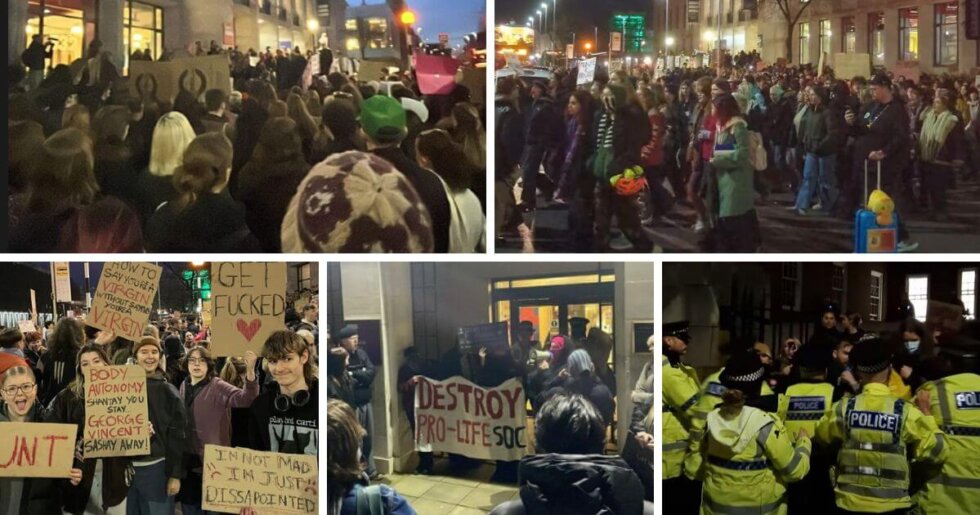 Students left “terrified” as out-of-control mob barricades, spits on ...